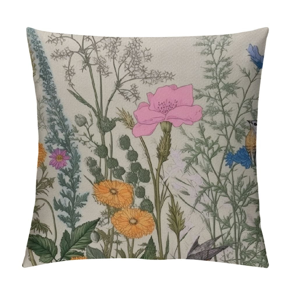 GOSMITH Spring Pillow Covers, Farmhouse Wildflower Green Throw Pillow ...