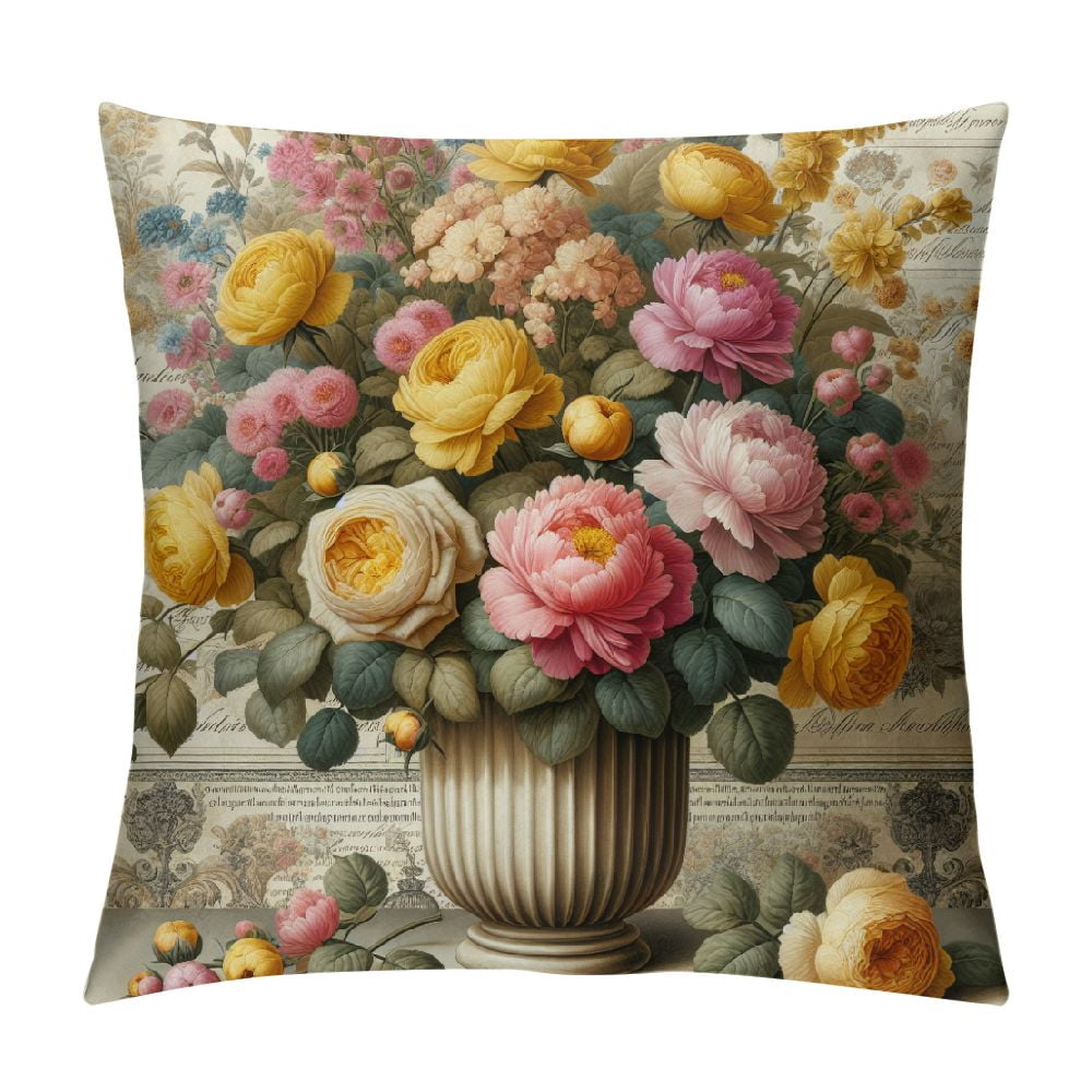 GOSMITH Spring Summer Yellow Flower Lumbar Decorative Throw Pillow ...