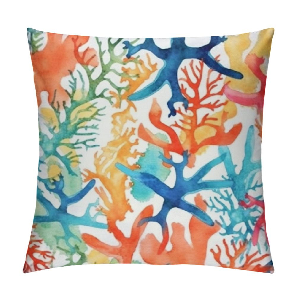 GOSMITH Starfish Coral Pillow Covers,Beach Coastal Nautical Ocean ...