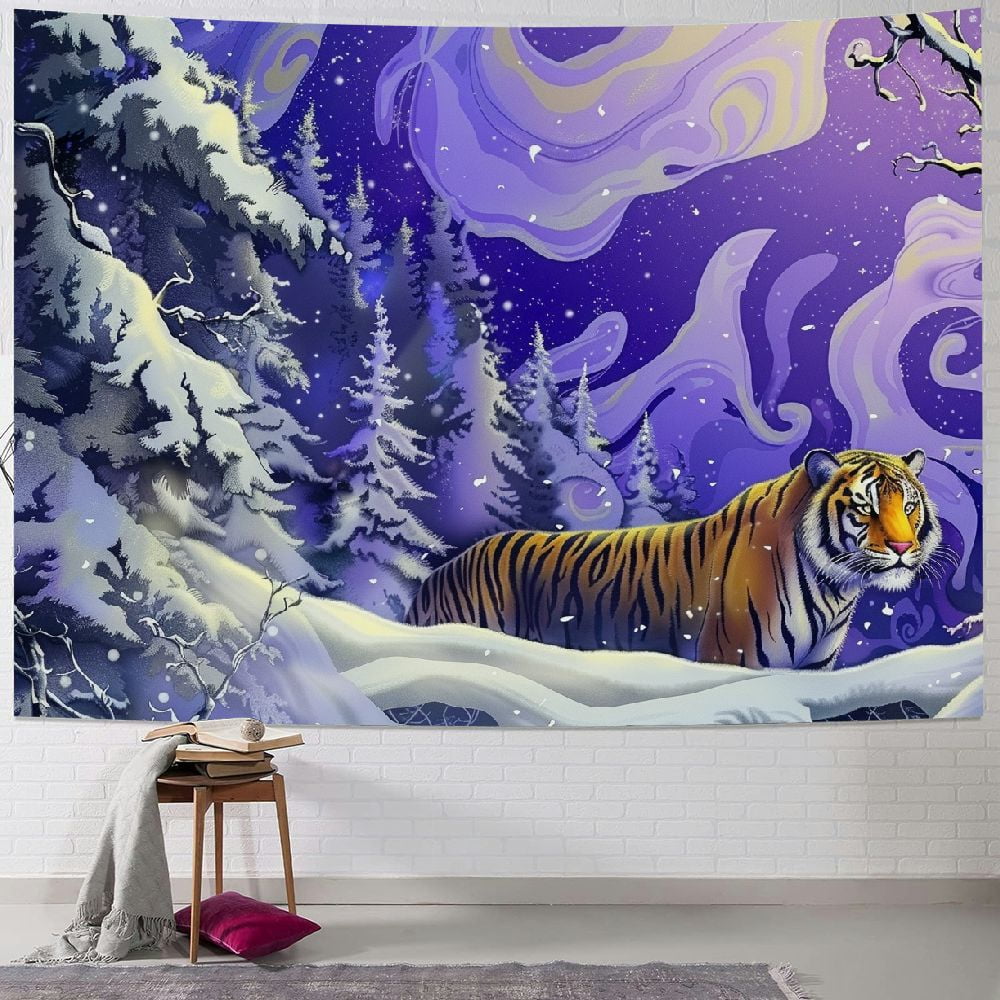 GOSMITH Starry Sky Cool Siberian Tiger Art Wall Hanging Tapestries ...