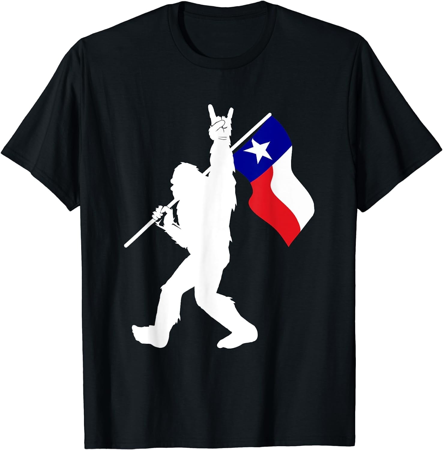 Leisuo State of Texas Flag Bigfoot Rock On for Sasquatch Hunter T-Shirt ...