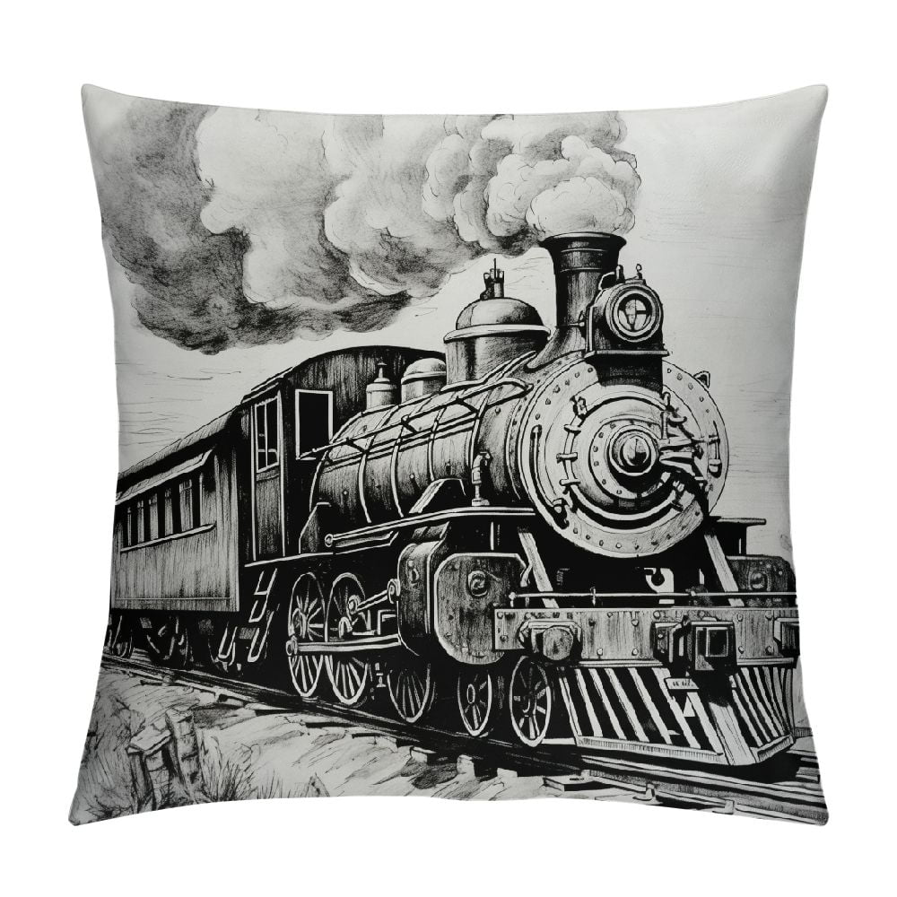 GOSMITH Steam Engine Throw Pillow Cushion Cover, Rustic Old Train in ...