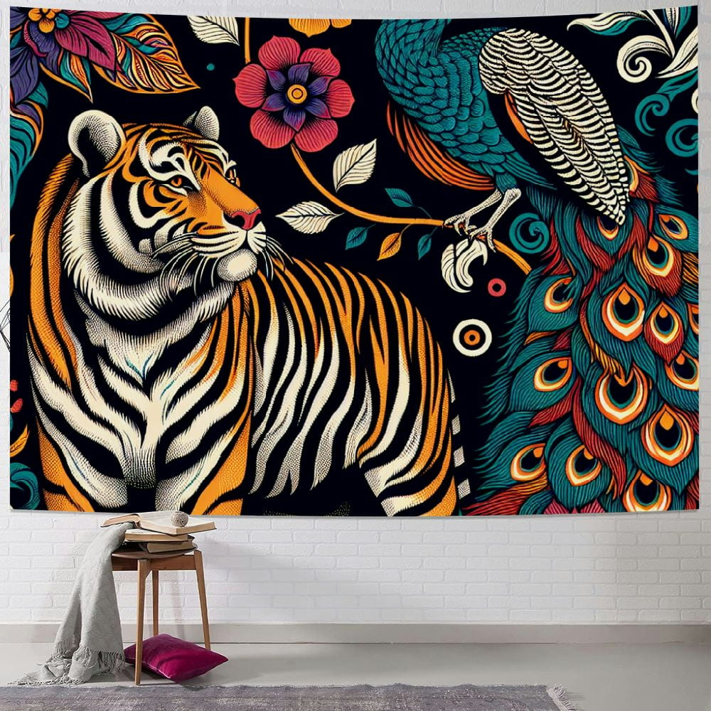 GOSMITH Suitable for Hanging Tiger Peacock Modern Decorative Tapestry ...