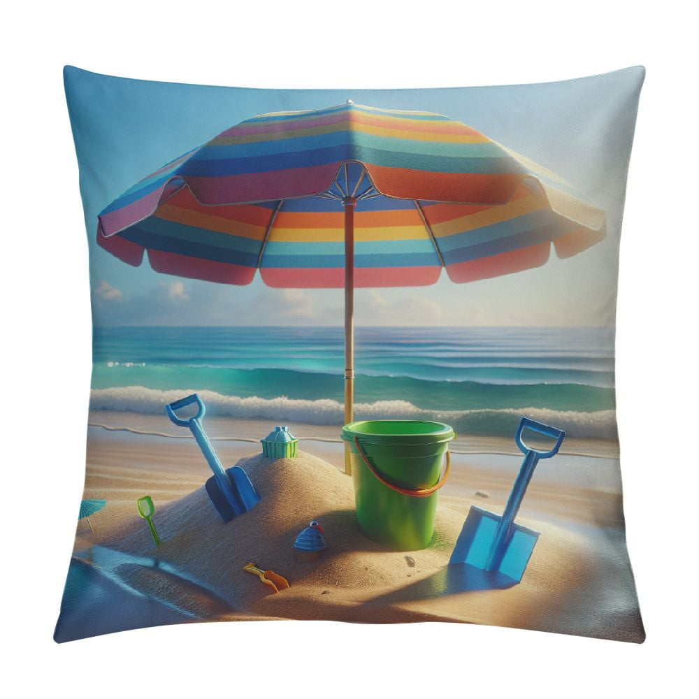 Leisuo Summer Beach Outdoor Throw Pillow Covers Summer Sandy Beach ...