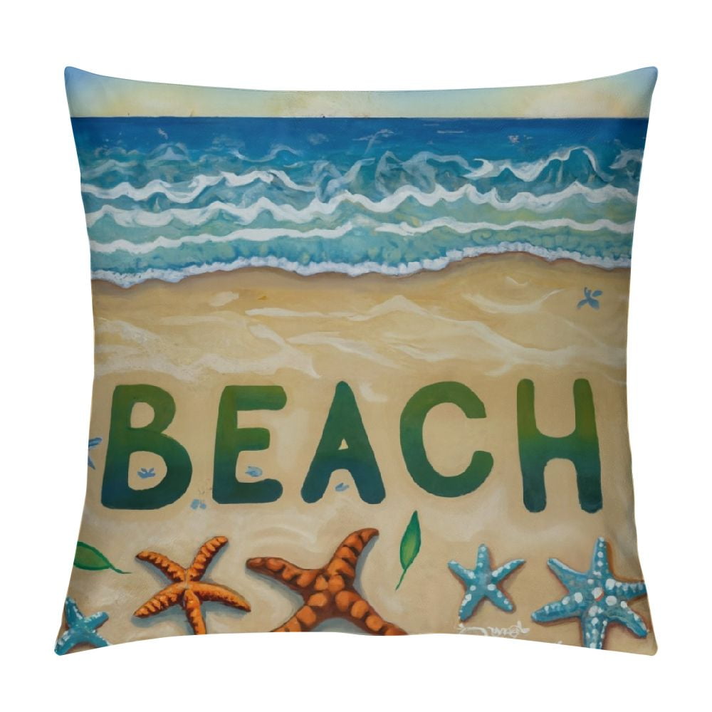 GOSMITH Summer Beach Sunshine Coastal Decorative Throw Pillow Cover ...