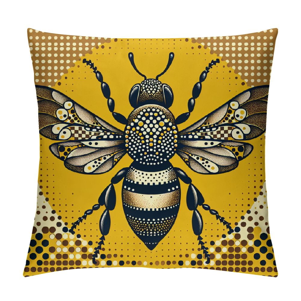 Leisuo Summer Bee Pillow Covers Bee Polka Dots Outdoor Pillows Cases ...