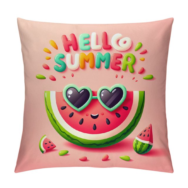 GOSMITH Summer Pillow Covers Hello Summer Vibes with Watermelon ...