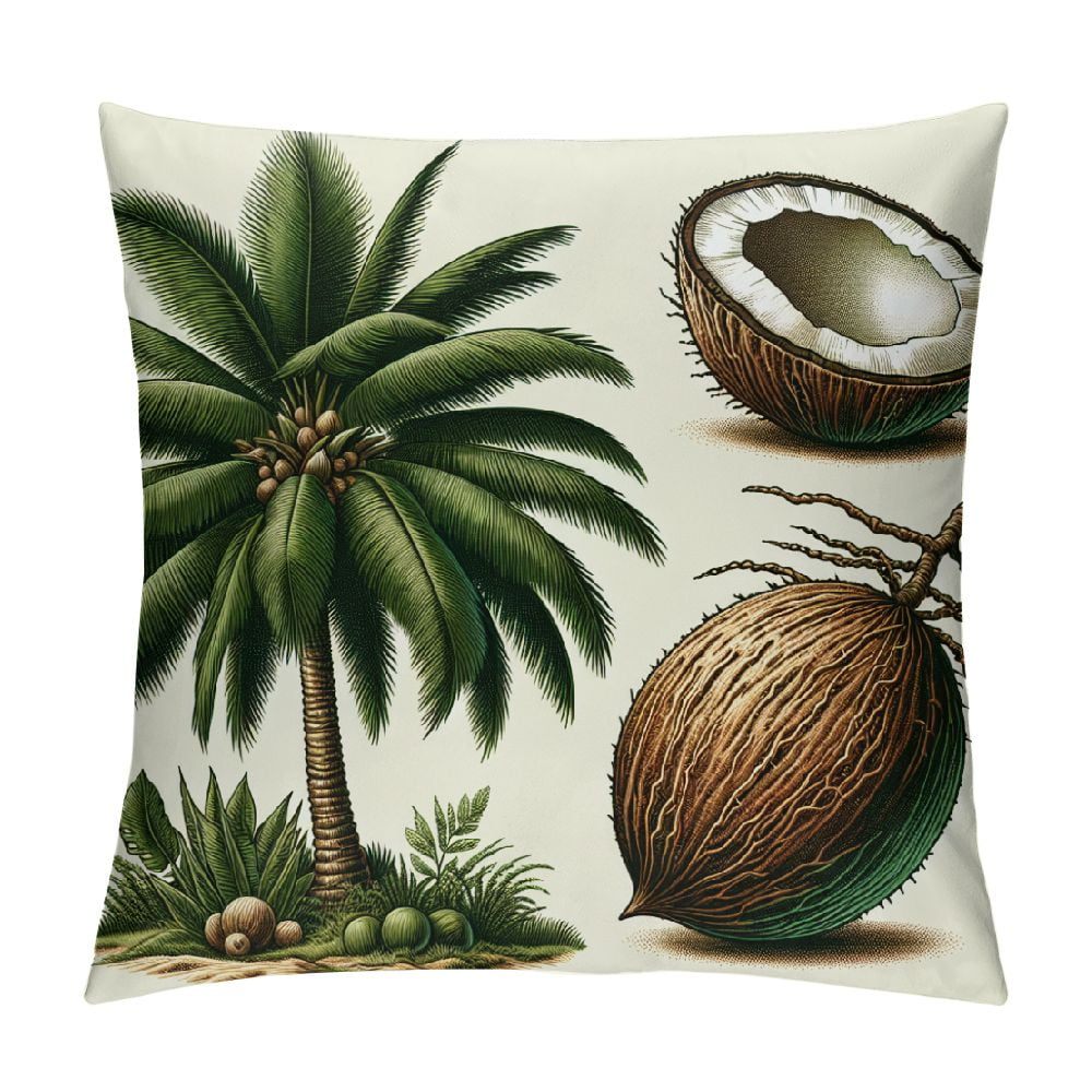 GOSMITH Summer Tree Throw Pillow Covers Hawaii Coconut Palm Banana Tree ...