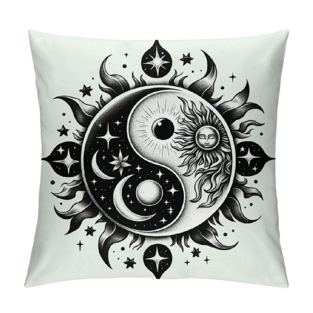 GOSMITH Sun Moon Pillow Case Cushion Cover Yin Yang Throw Pillow Cover ...