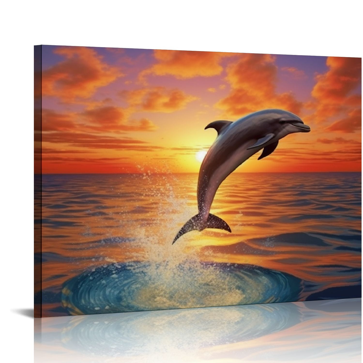 GOSMITH Sunset Canvas Wall Art, Dolphin Wall Art Framed, Dolphin Canvas ...