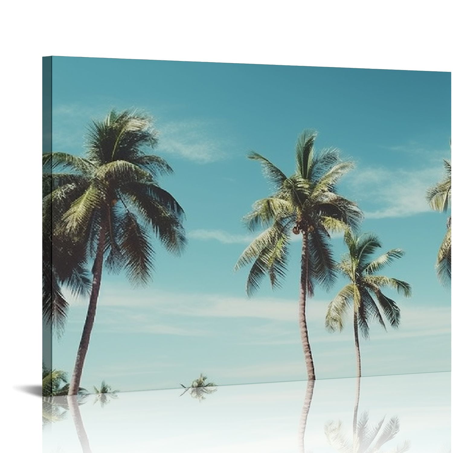 GOSMITH Sylvie Coastal Coconut Palm Tree Beach Framed Canvas Wall Art ...