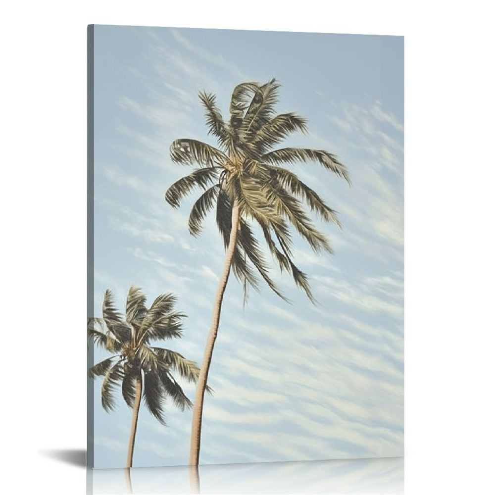 GOSMITH Sylvie One Coconut Palm Tree Framed Canvas Wall Art,Coastal Art ...