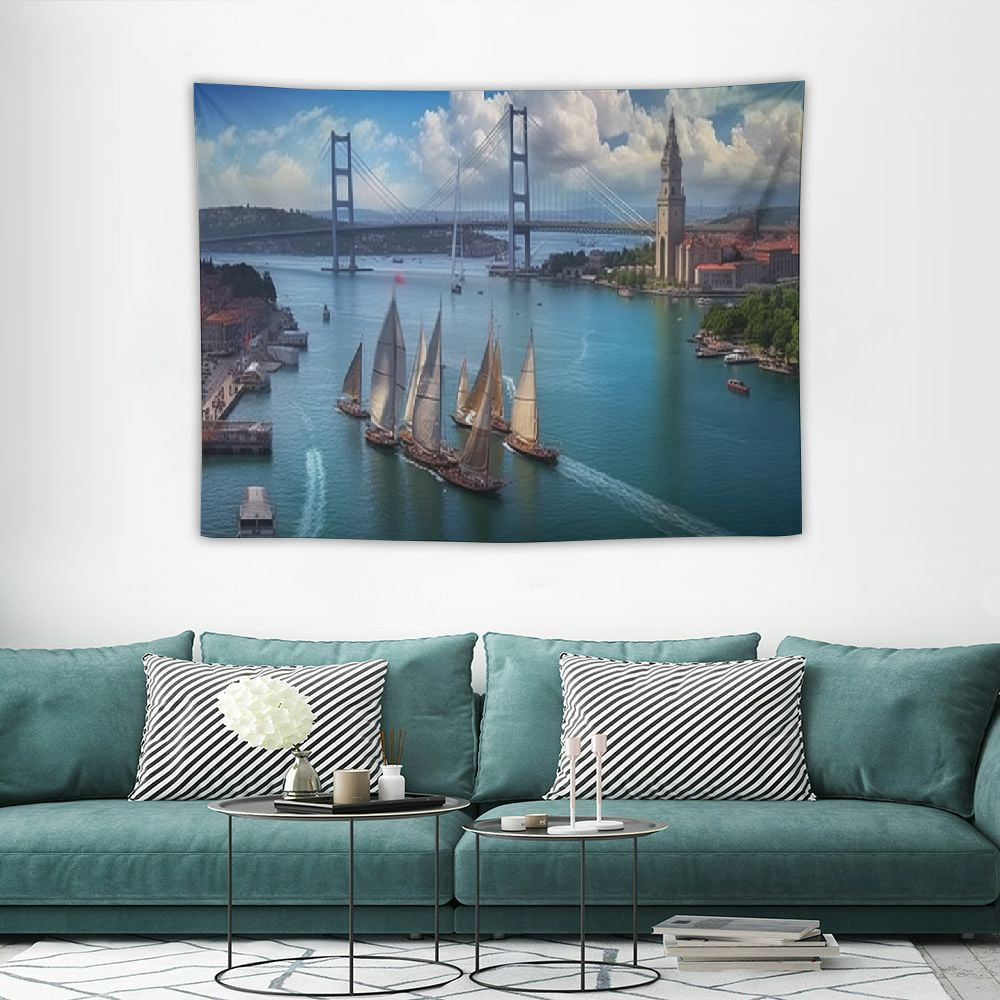 GOSMITH Tapestry Wall Hanging Istanbul Famous Landscape Bridge ...