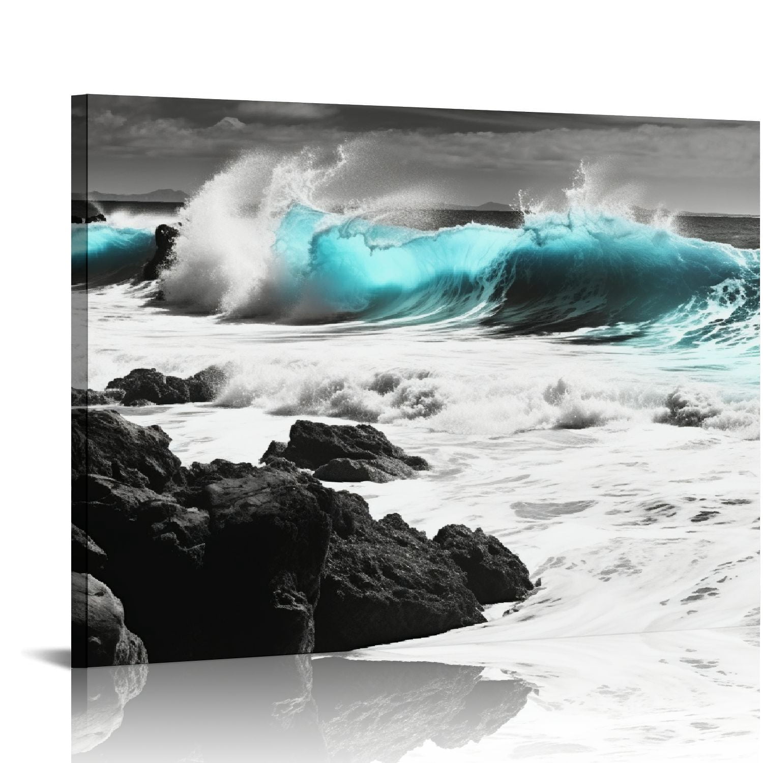 GOSMITH Teal Beach Wall Art For Living Room Coastal Bedroom Wall Decor ...