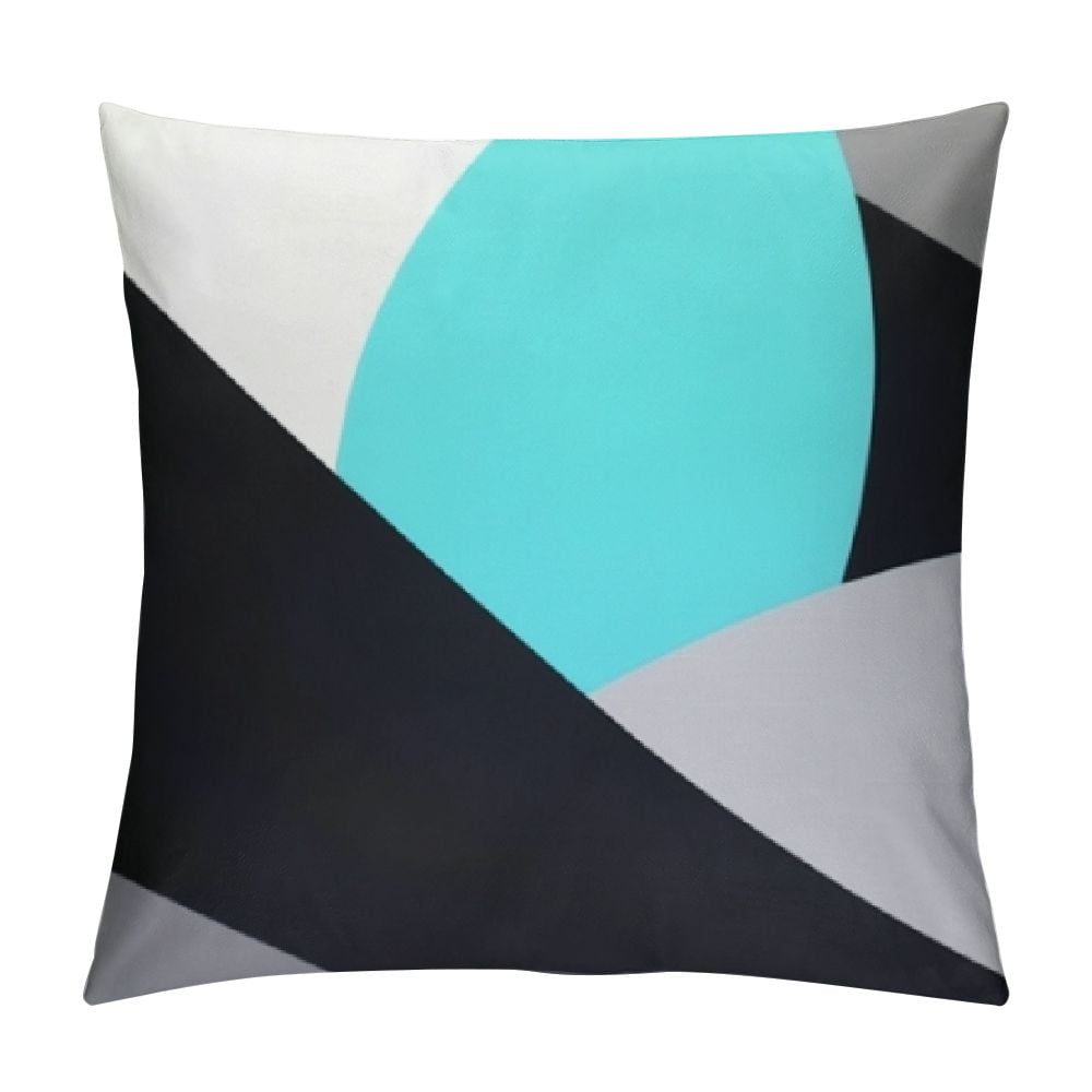 GOSMITH Teal Blue Triangle Pillow Cover Black and Grey Geometry White ...