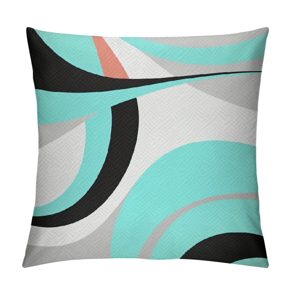 GOSMITH Teal Grey Black Stripes Outdoor Throw Pillow Covers Geometric ...
