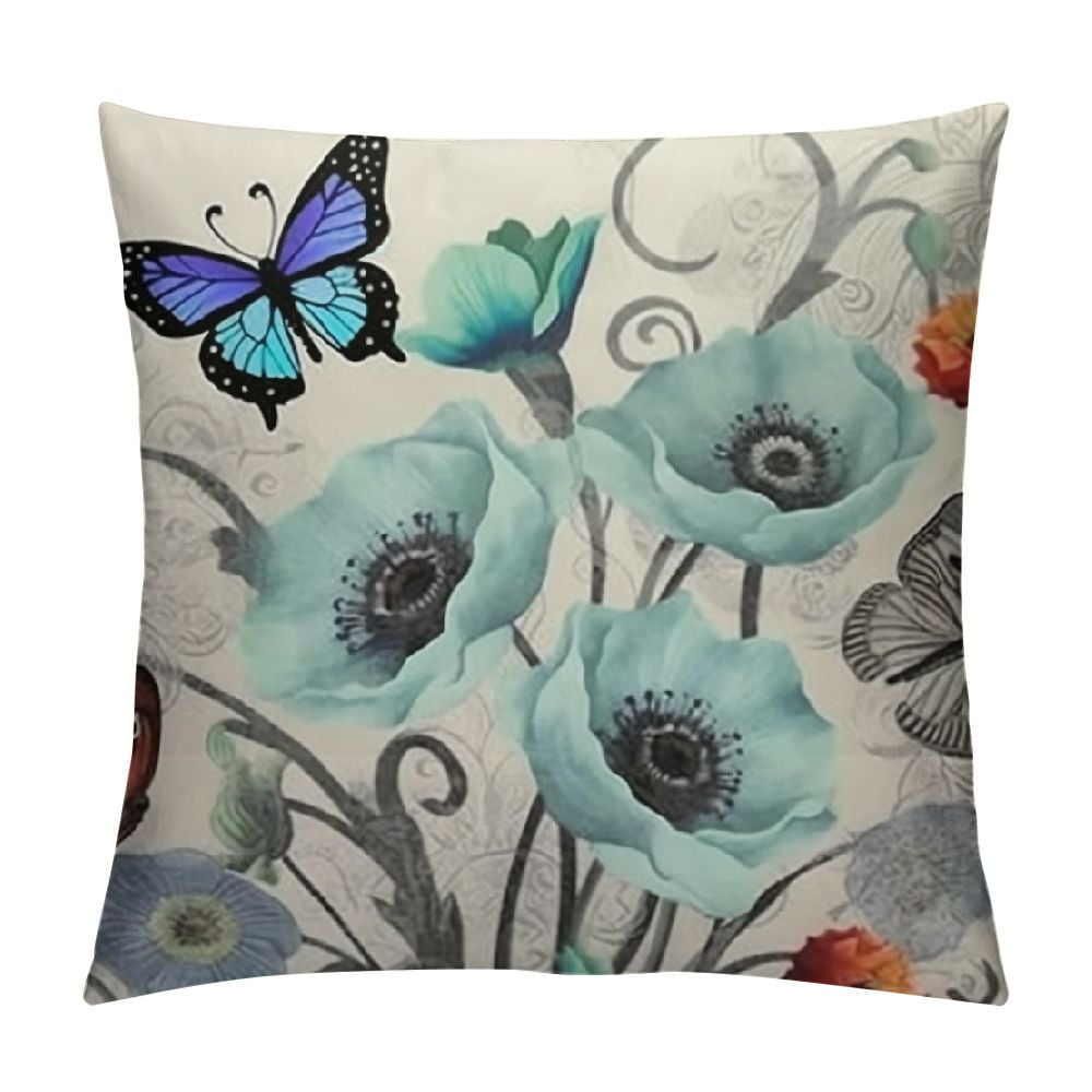 GOSMITH Teal White Spring Floral Body Pillow Case Cover - Microfiber ...