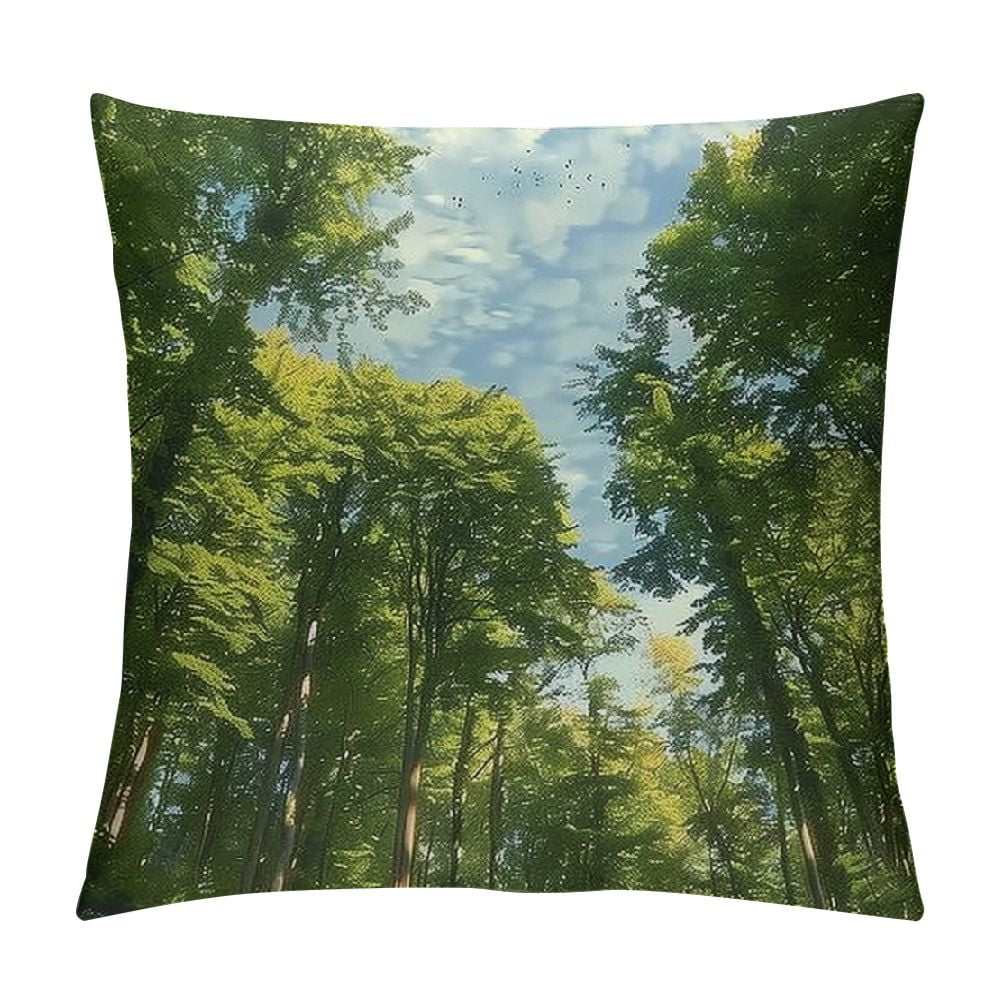 GOSMITH Throw Pillow Cover - Beech Wood Deciduous Forest Forest Trees ...