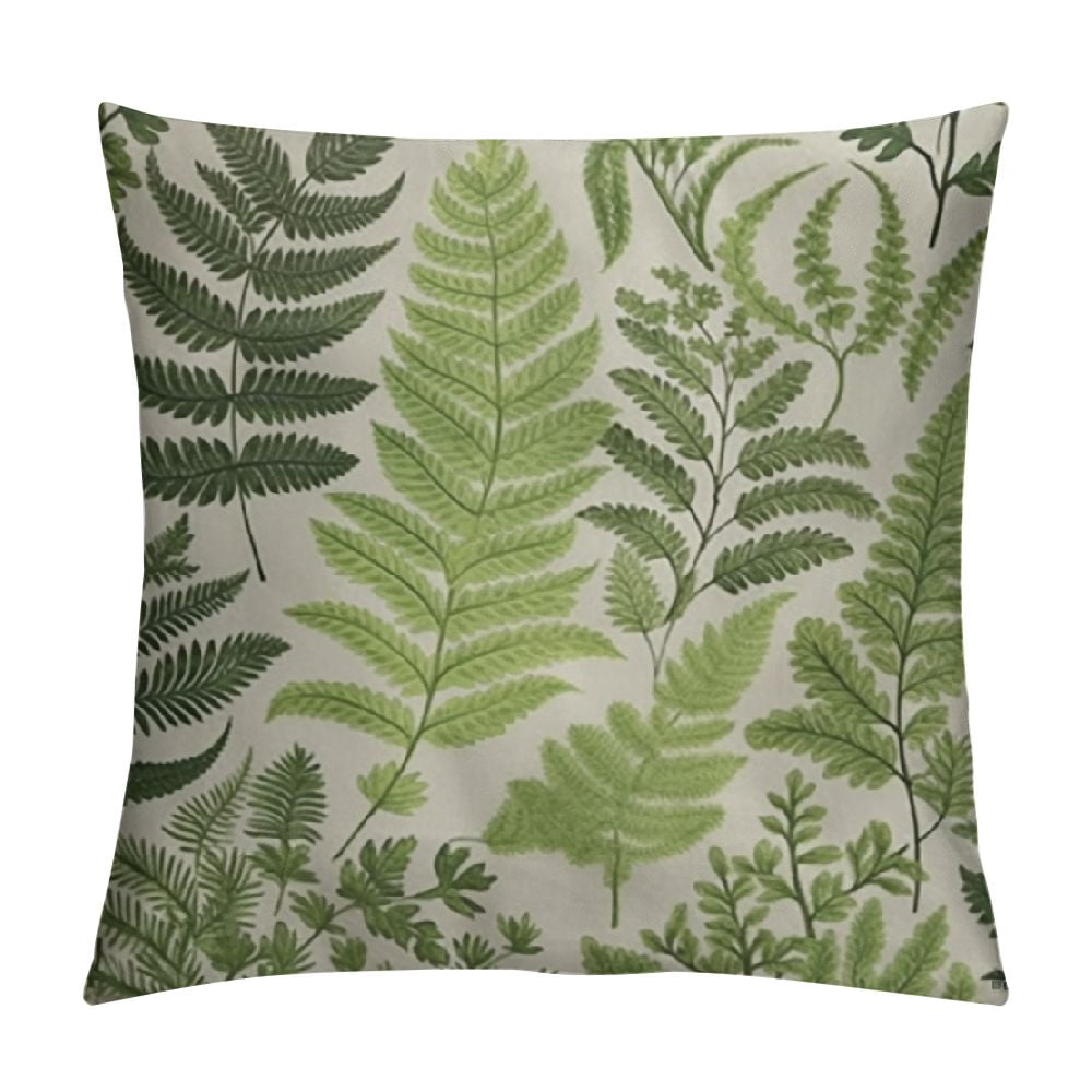 GOSMITH Throw Pillow Cover Green Leaf Floral in Vintage Style Leaves ...