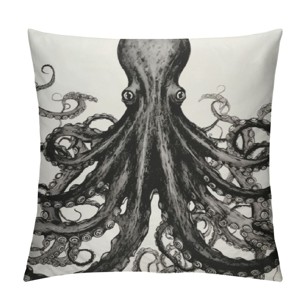 GOSMITH Throw Pillow Cover Octopus Vintage Nautical Animal Black and ...