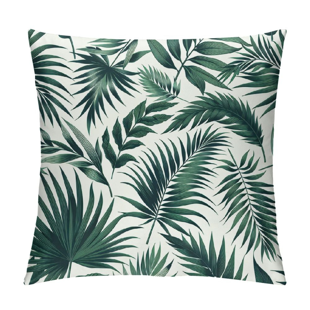 GOSMITH Throw Pillow Cover Palm Leaf Tropical Plant Vivid Realistic ...