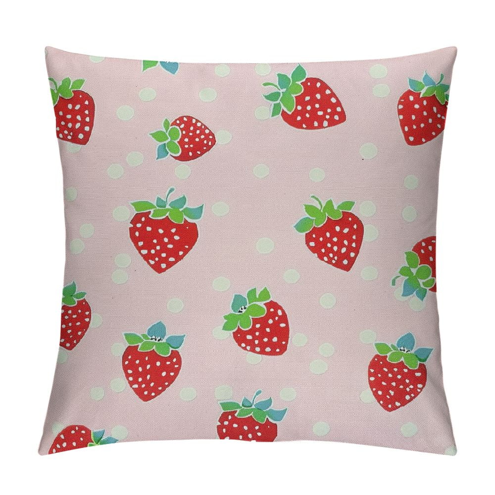 GOSMITH Throw Pillow Cover, Pink Strawberry Pillow Cover for Women ...