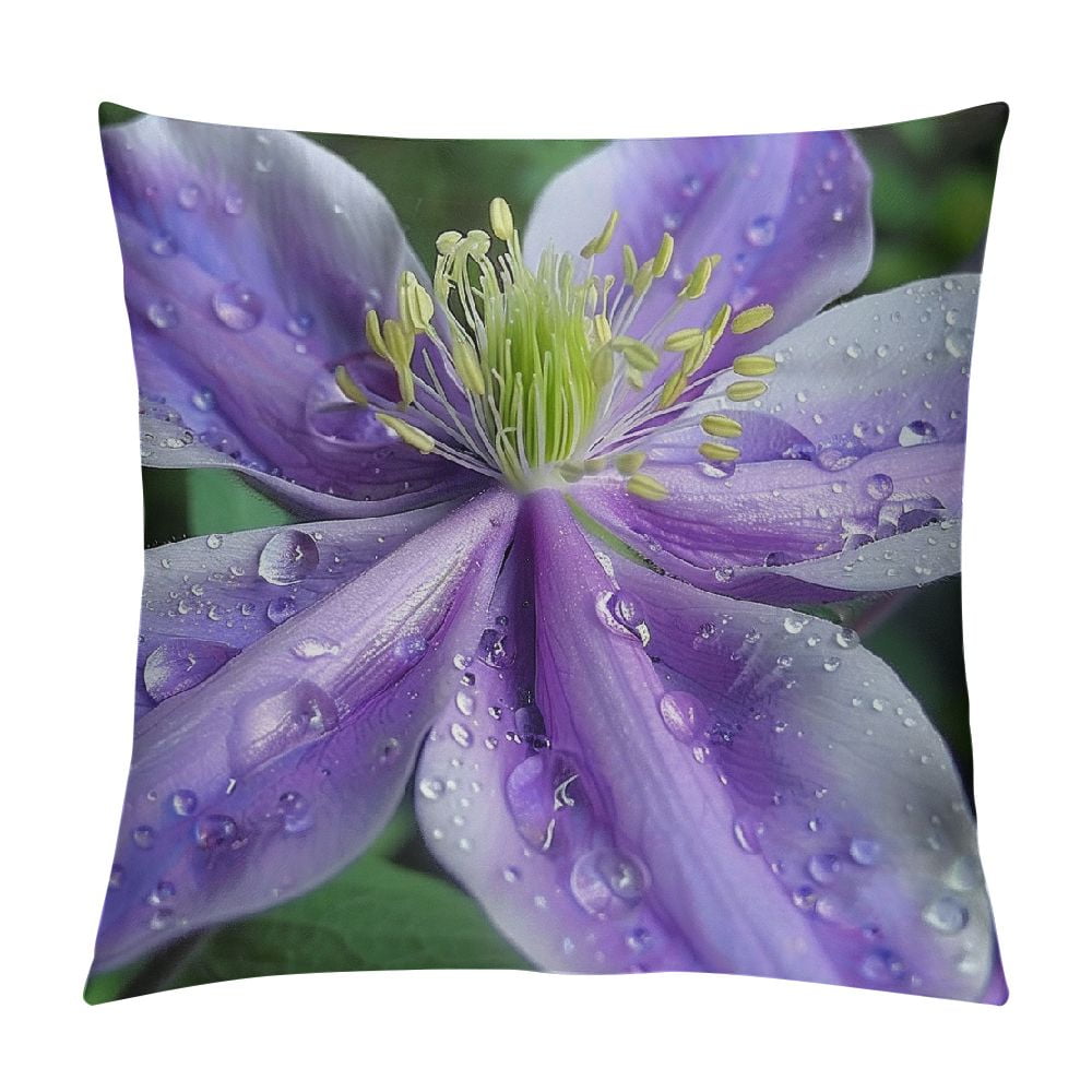 GOSMITH Throw Pillow Cover- Purple White Columbine Flower Petal Summer ...