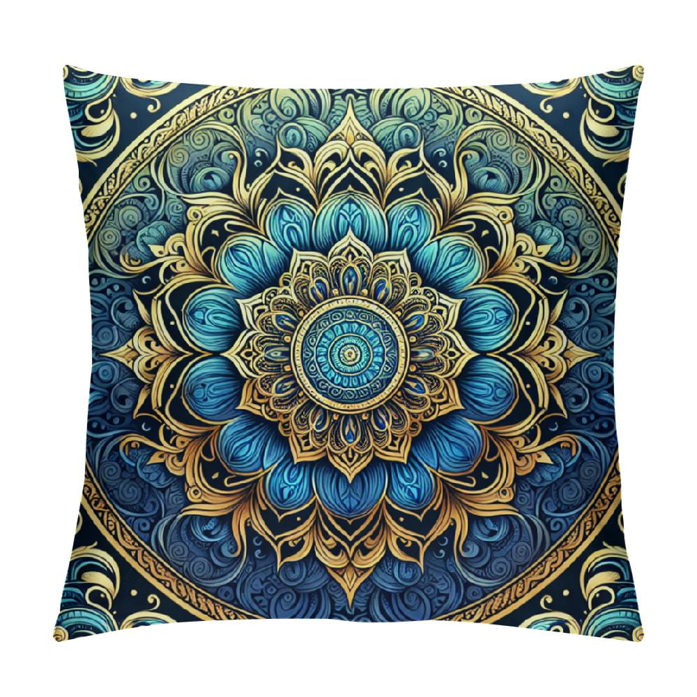 GOSMITH Throw Pillow Cover Retro Flowers Vintage Design Mandala Paisley ...