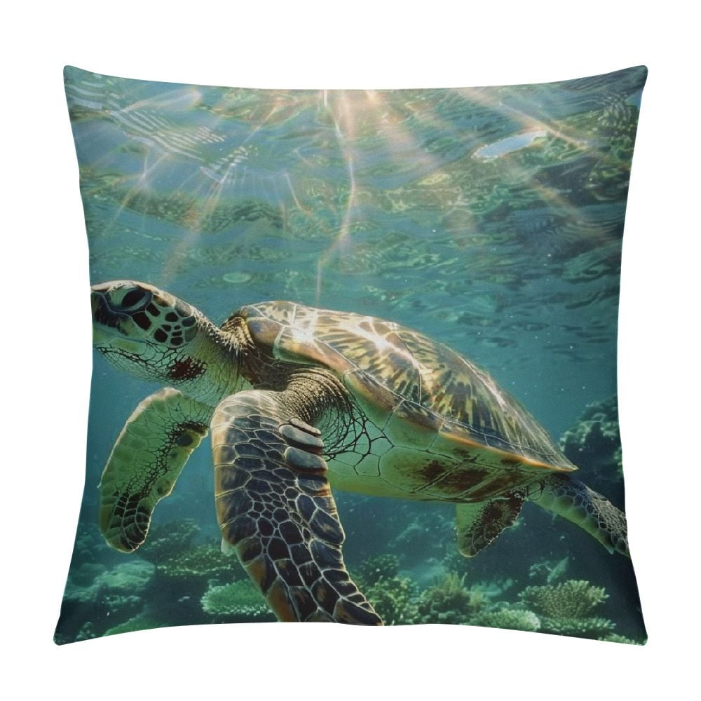 GOSMITH Throw Pillow Cover Sea Turtle Cute Nautical Animal Ocean Theme ...