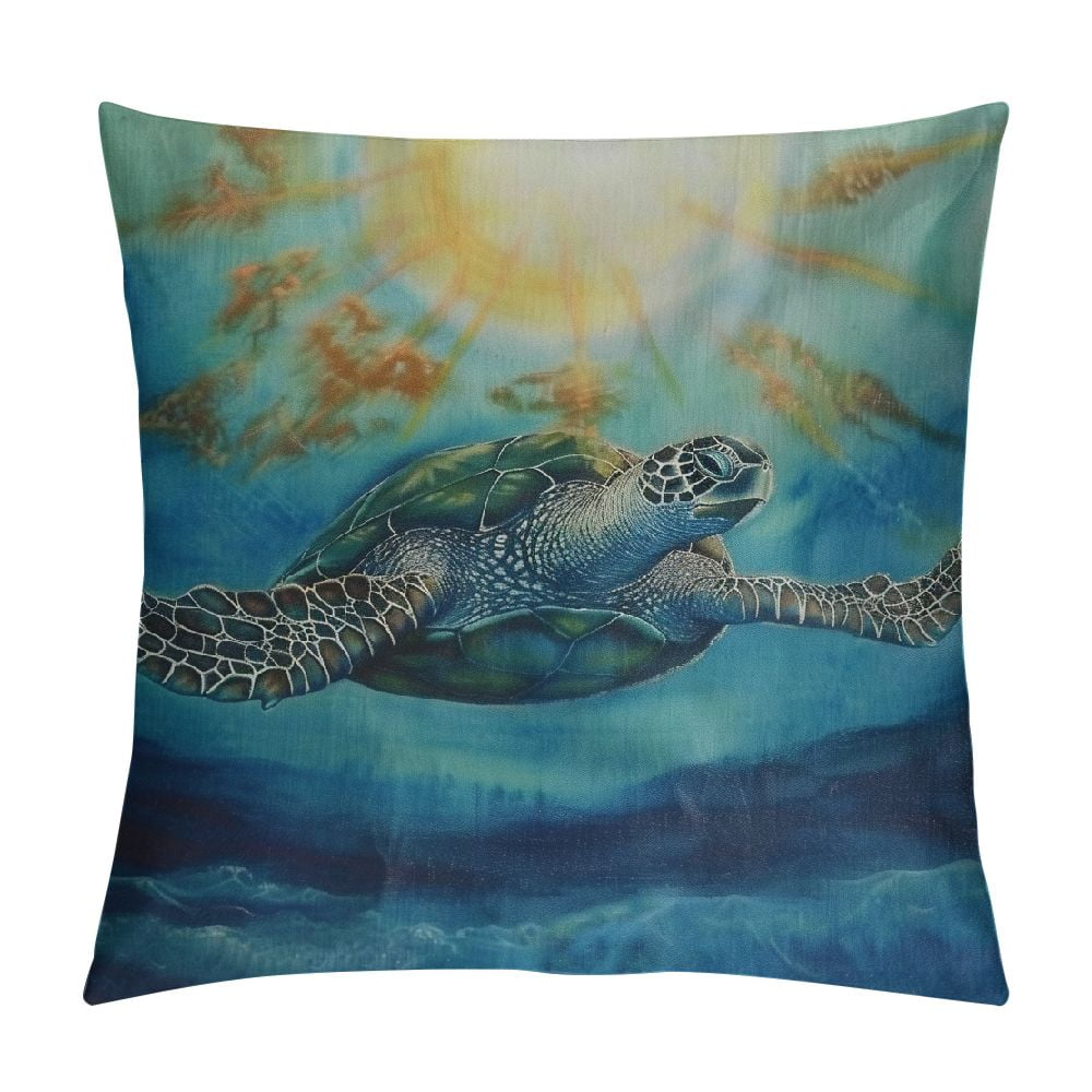 GOSMITH Throw Pillow Cover Sea Turtle Ocean Coastal Theme Marine ...