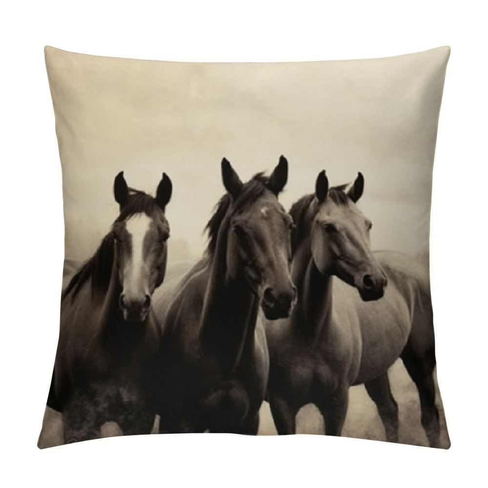 GOSMITH Throw Pillow Covers African Animals Running Horse Waist Horses ...