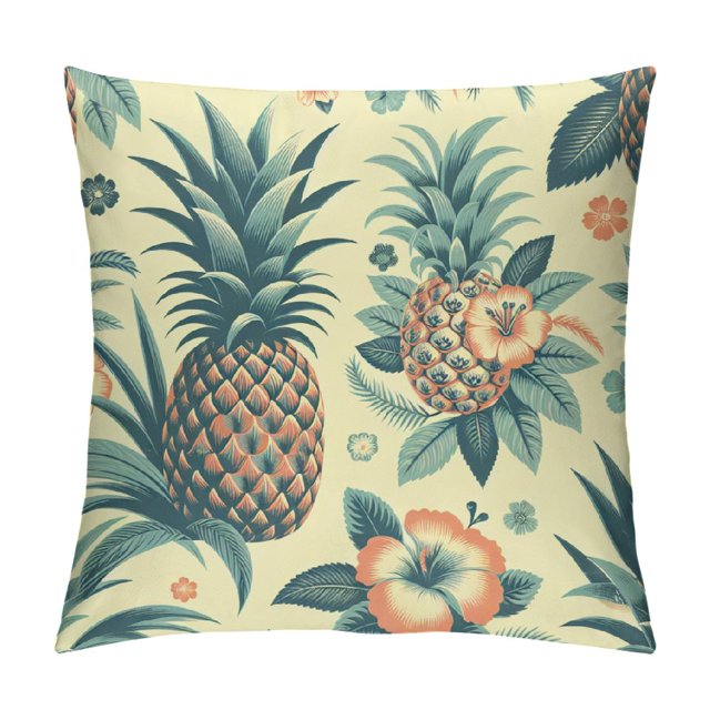 GOSMITH Throw Pillow Covers Beautiful Floral Pineapple Tropical Flowers ...
