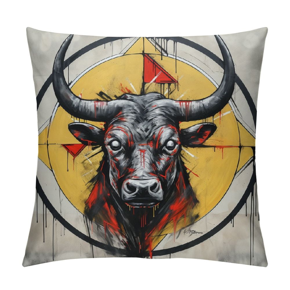 GOSMITH Throw Pillows Cover Bison Vintage Western Varsity Label Animals ...