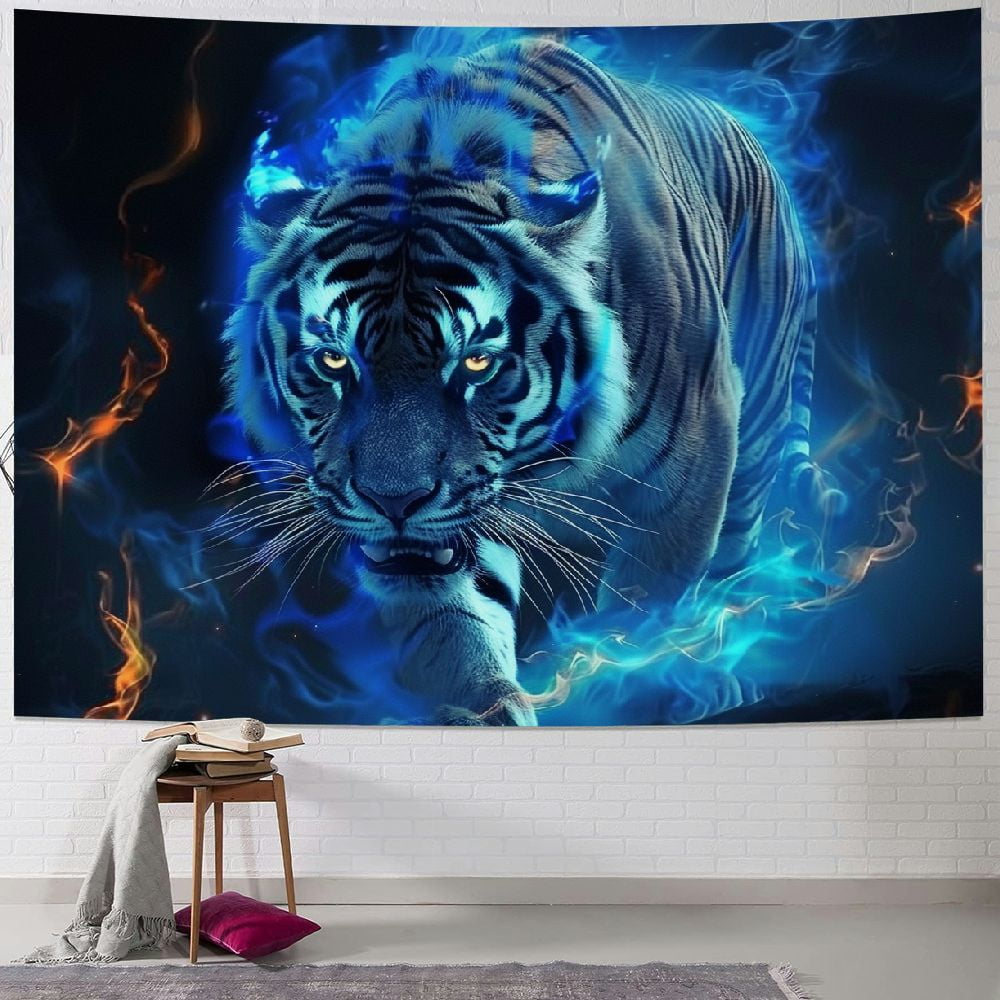 Leisuo Tiger Tapestry Cool Tiger with Eyes Wall Tapestry Animal Prints ...