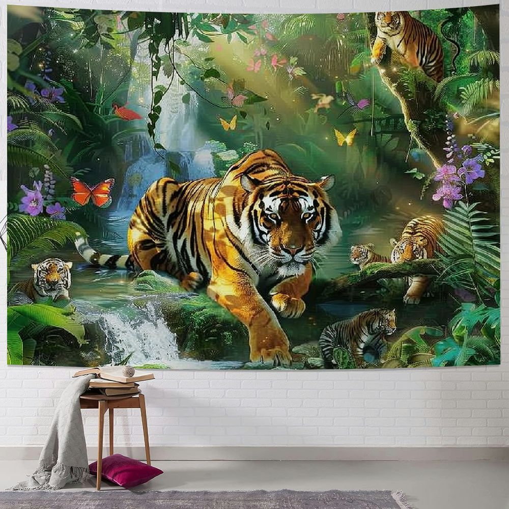Leisuo Tiger Tapestry, Jungle Tapestry Wall Hanging, Forest Animal in ...