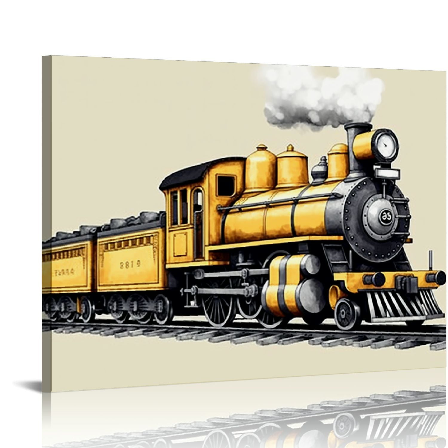 GOSMITH Train Print Watercolor Transportation Steam Locomotive ...