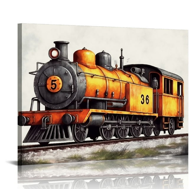 GOSMITH Train Print Watercolor Transportation Steam Locomotive ...