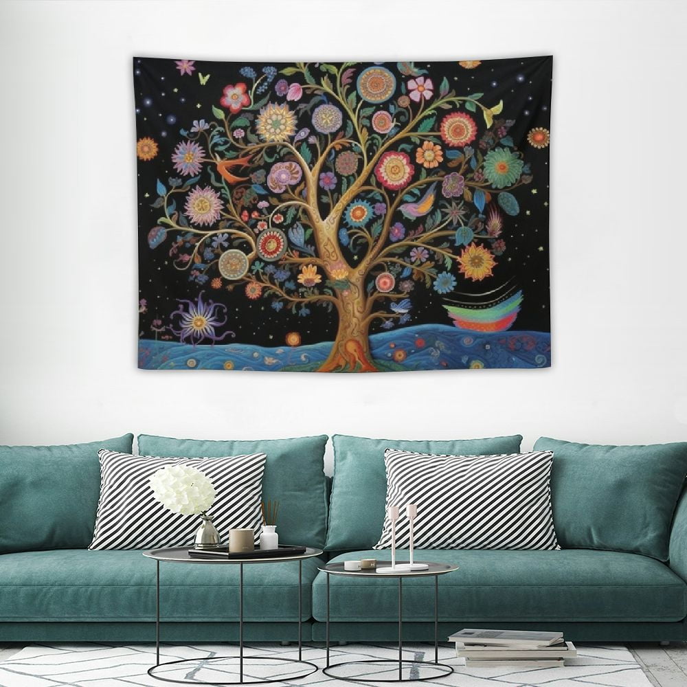 GOSMITH Tree of Life Tapestry Trippy Sun Moon Tapestry Vintage Floral ...