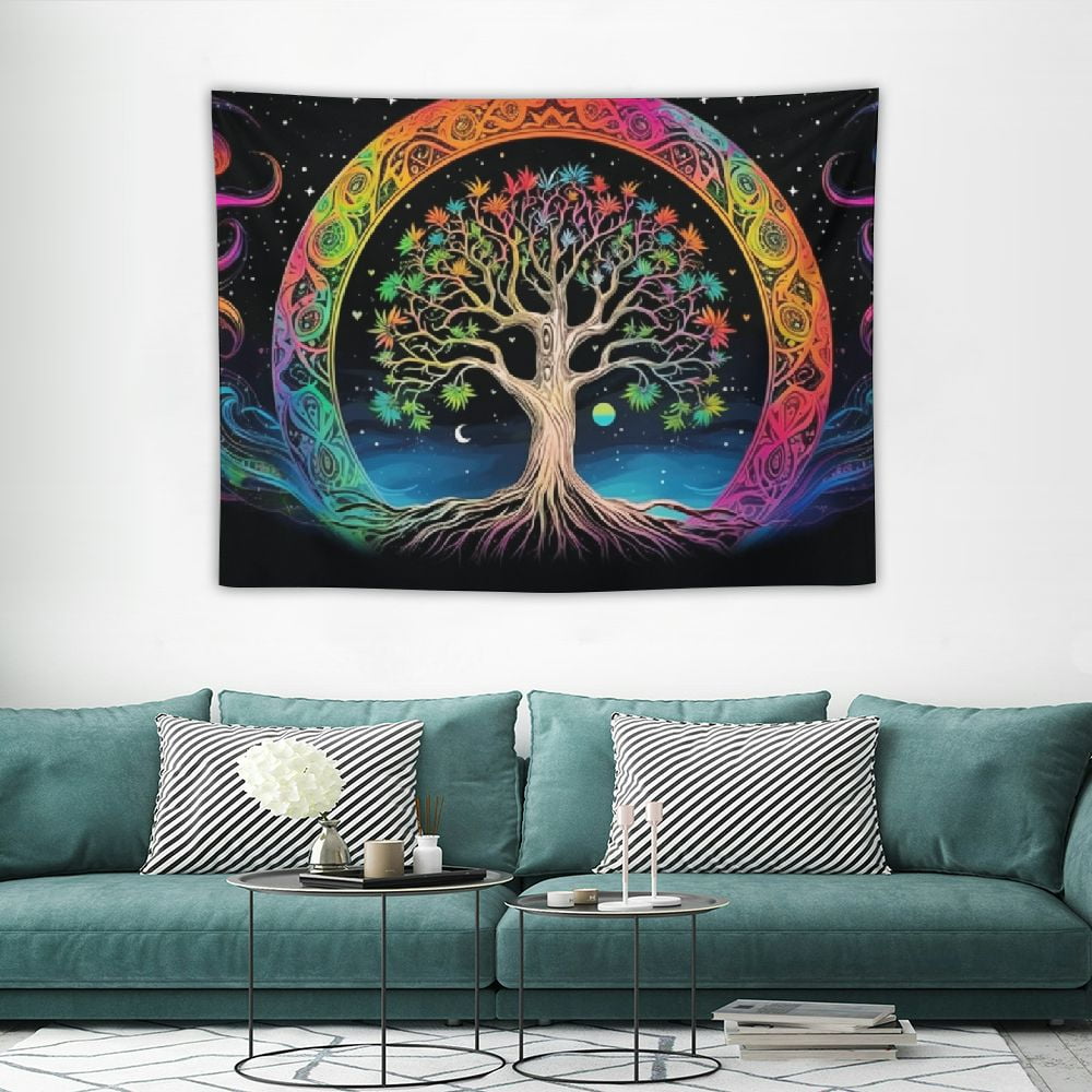 GOSMITH Tree of Life Tapestry Yin and Yang Sun Moon Star Tapestries ...
