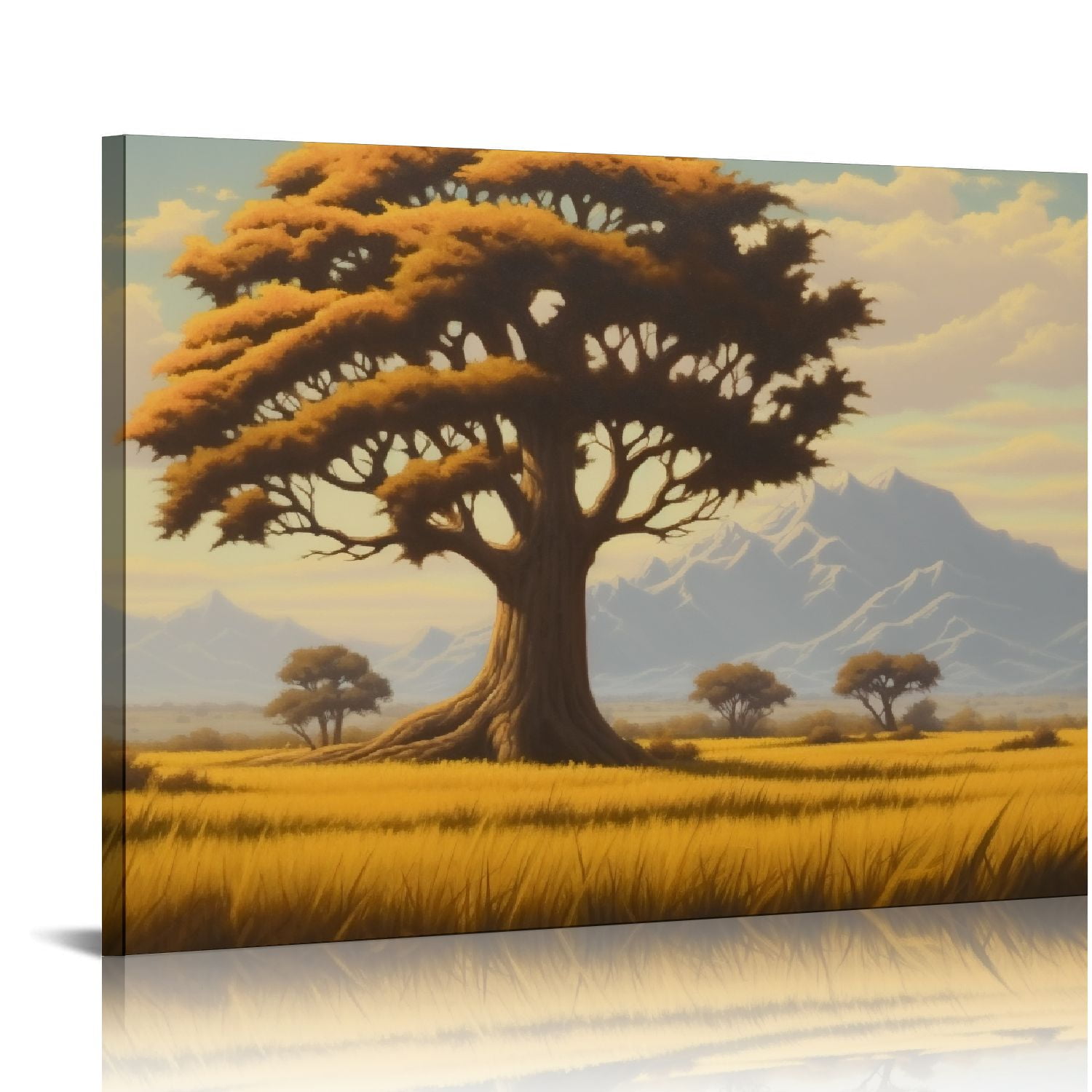 GOSMITH Tree Wall Art Framed Autumn Yellow Tree Pictures Canvas Wall ...
