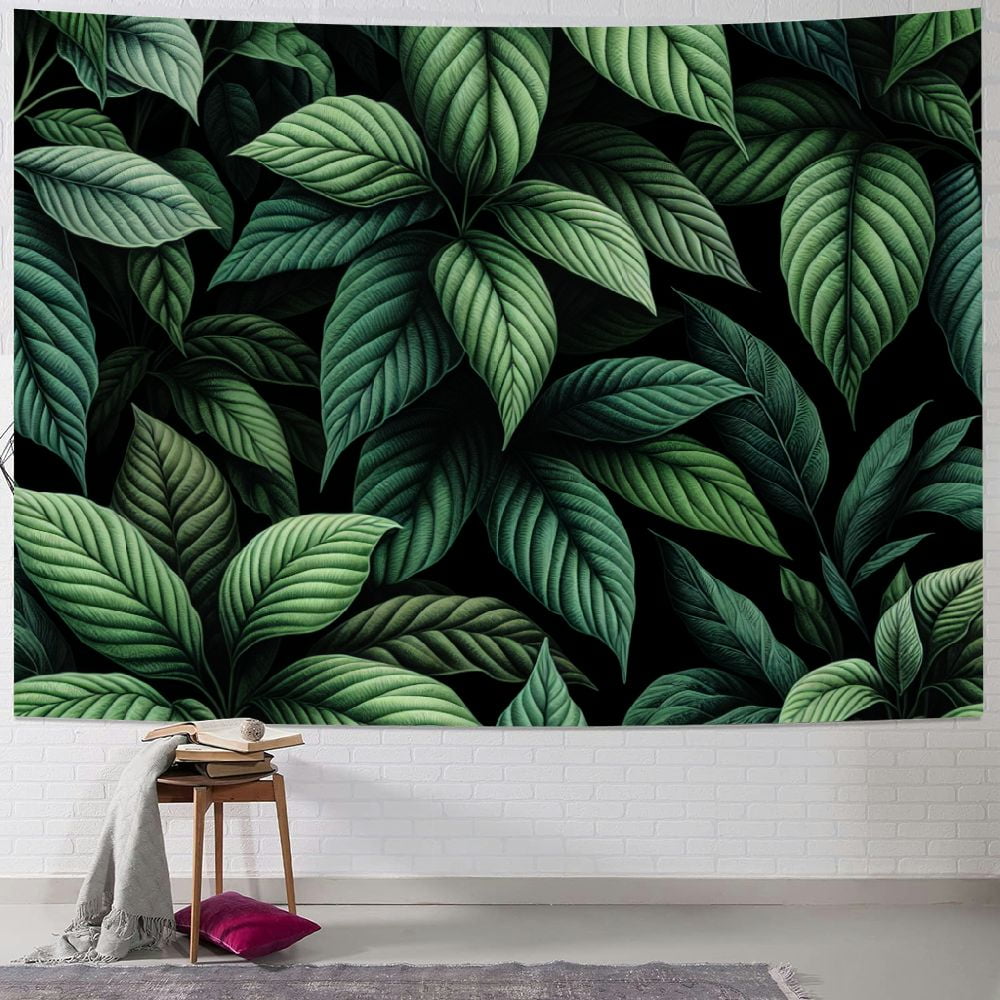 GOSMITH Tropical Green Leaves Palm Leaf Decorative Tapestry for Bedroom ...