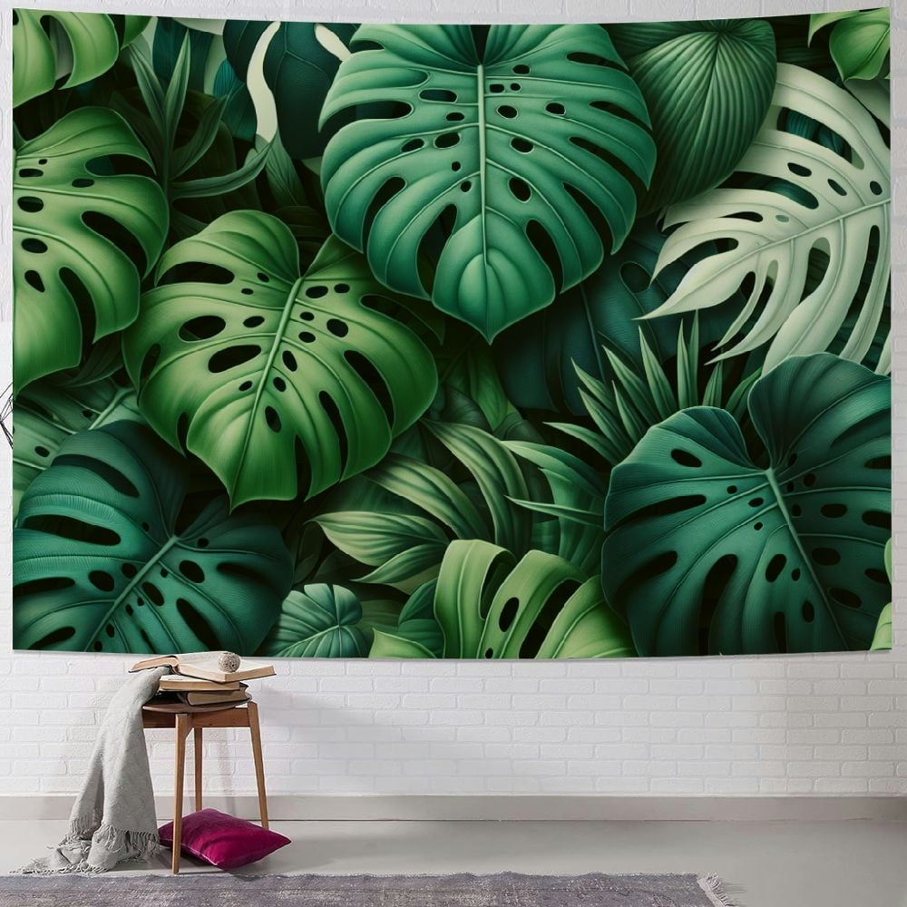 GOSMITH Tropical Jungle Leaves Banana Leaf Palm Leaf Lumbar Tapestry ...