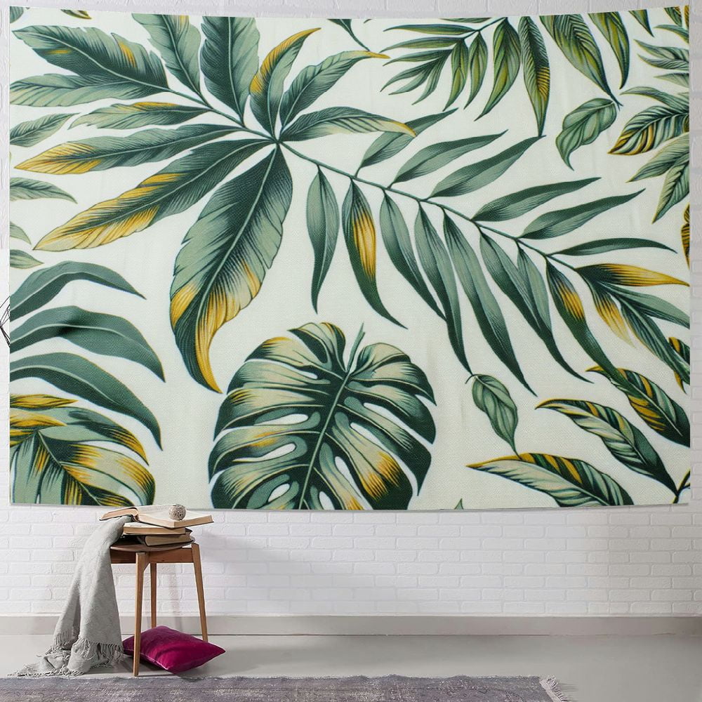 GOSMITH Tropical Leaves Green Palm Leaf Decorative Tapestry for Bedroom ...