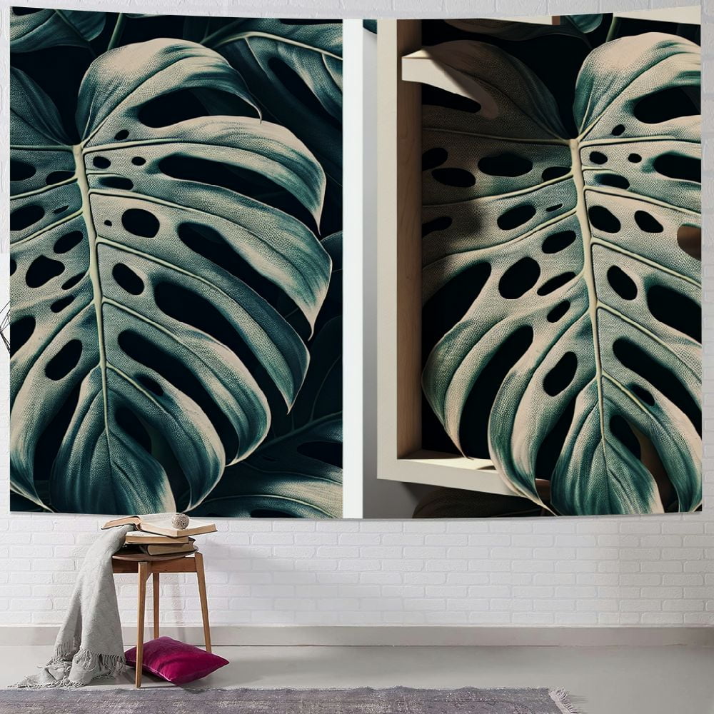 GOSMITH Tropical Leaves Green Palm Leaf Wall Hanging Tapestry Painting ...