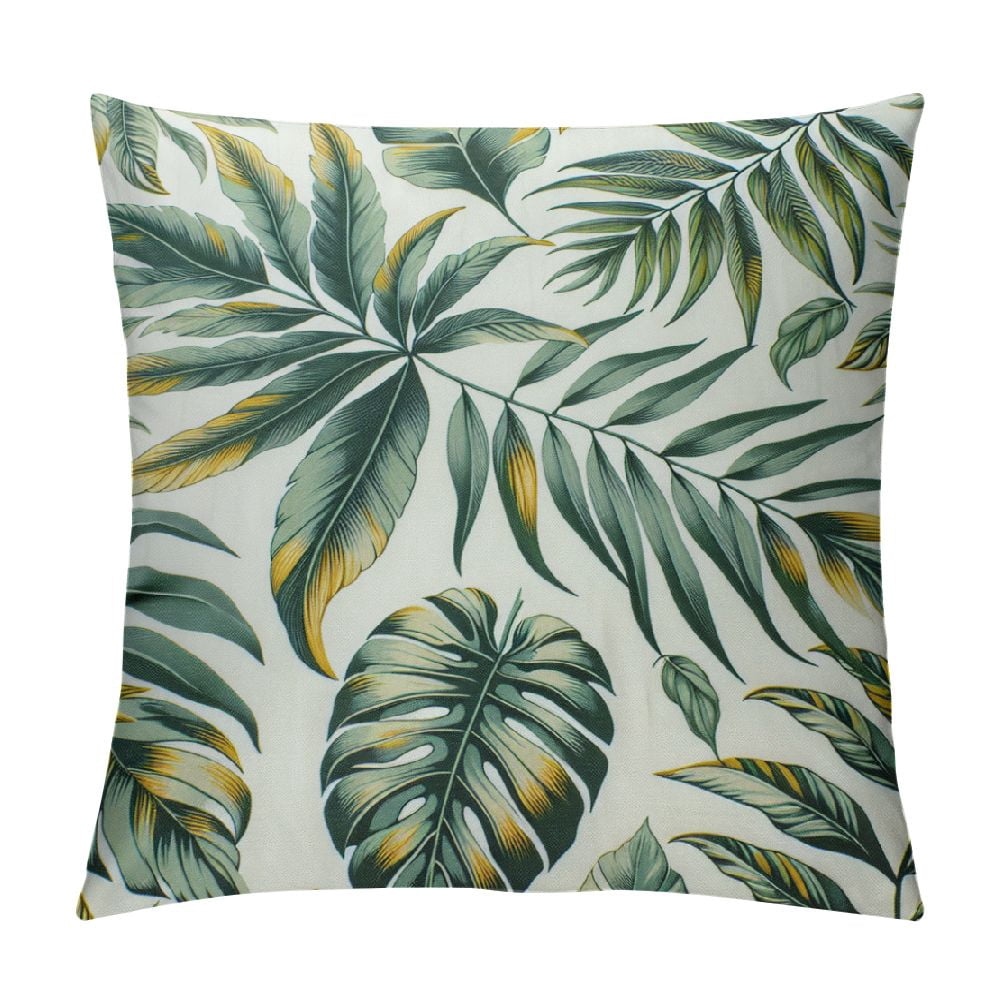 GOSMITH Tropical Leaves Throw Pillow Covers Green Palm Leaf Decorative ...