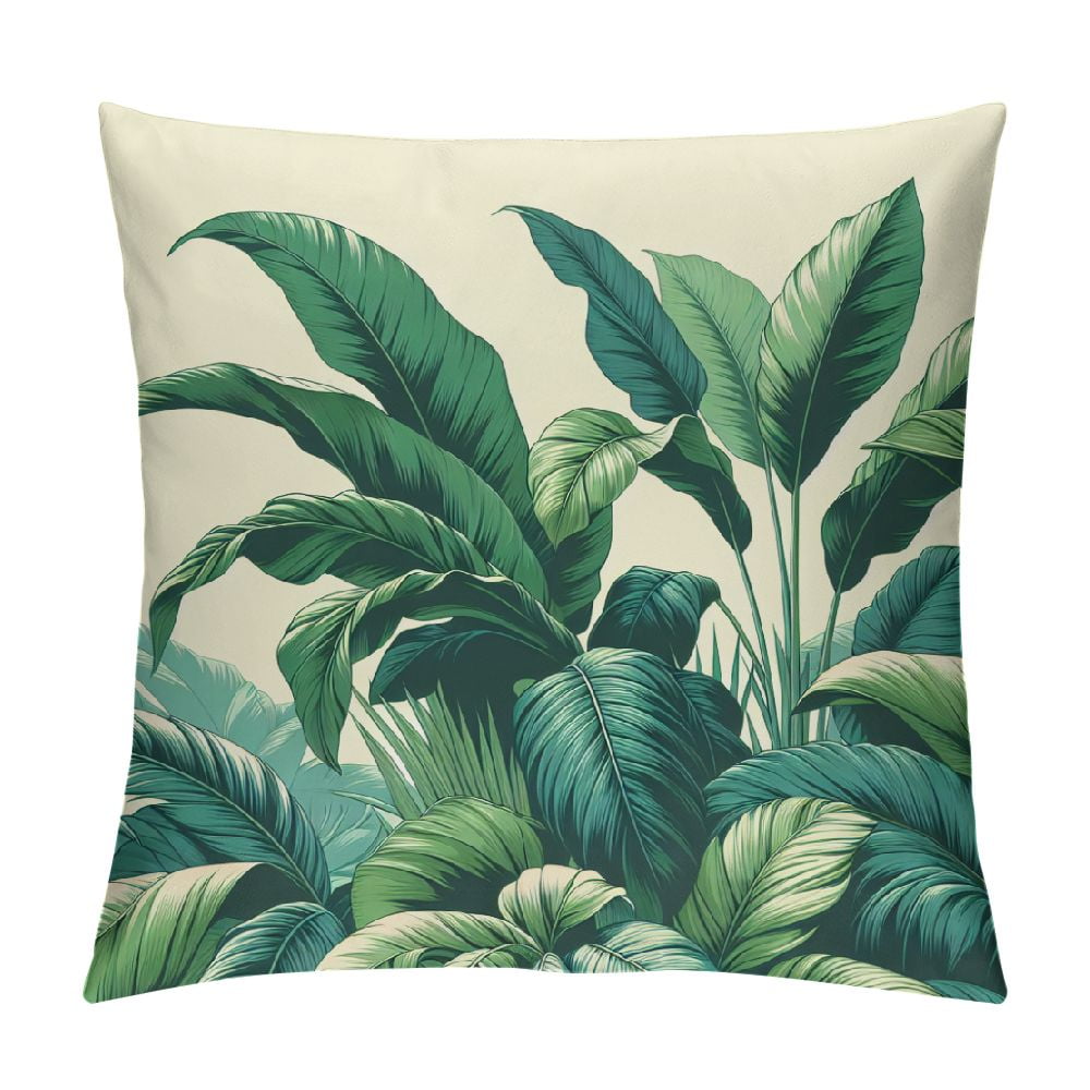 Leisuo Tropical Leaves Throw Pillow CoversGreen Palm Leaf Decorative ...
