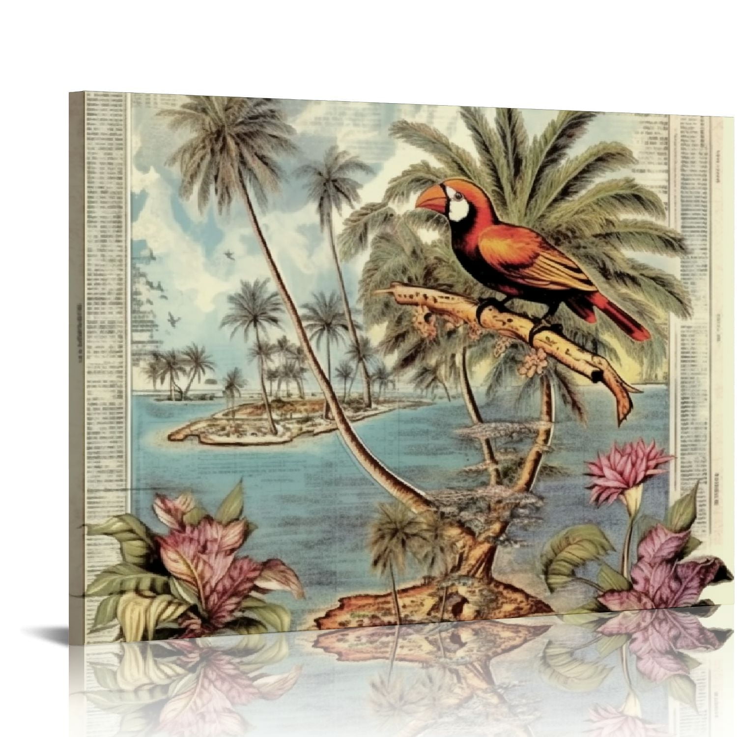 GOSMITH Tropical Map of Cuba Canvas Wall Art Print, Map Artwork ...