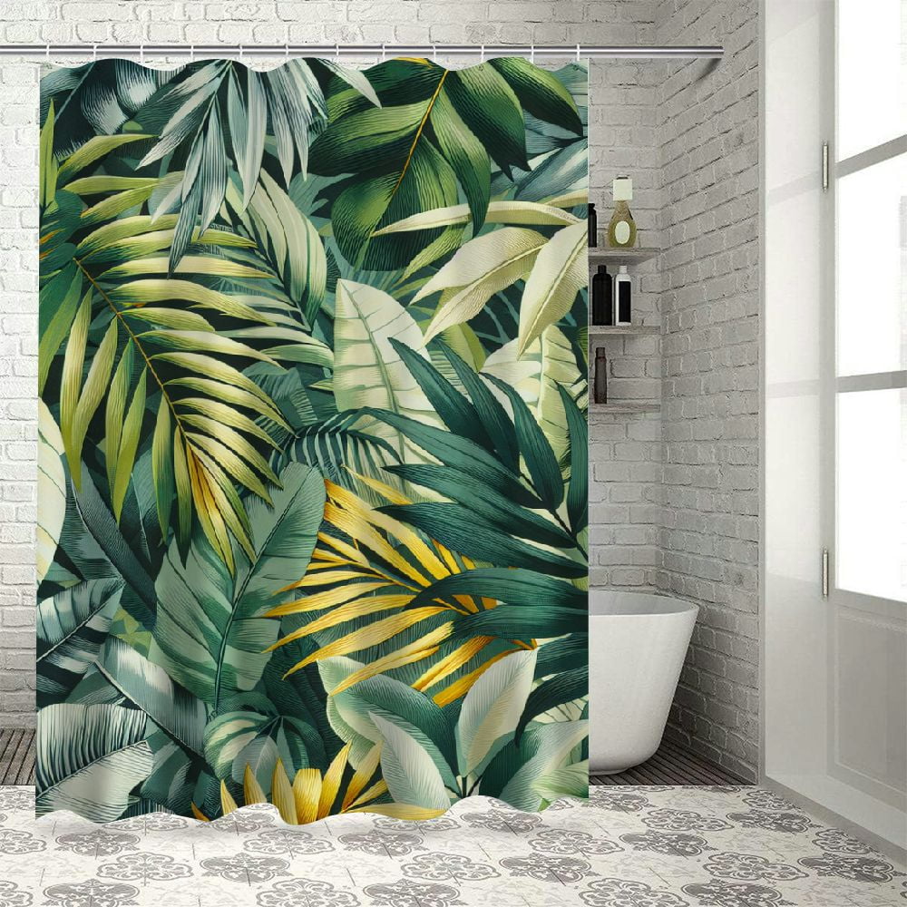 GOSMITH Tropical Palm Leaves Banana Jungle Leaf Seamless Floral Shower ...