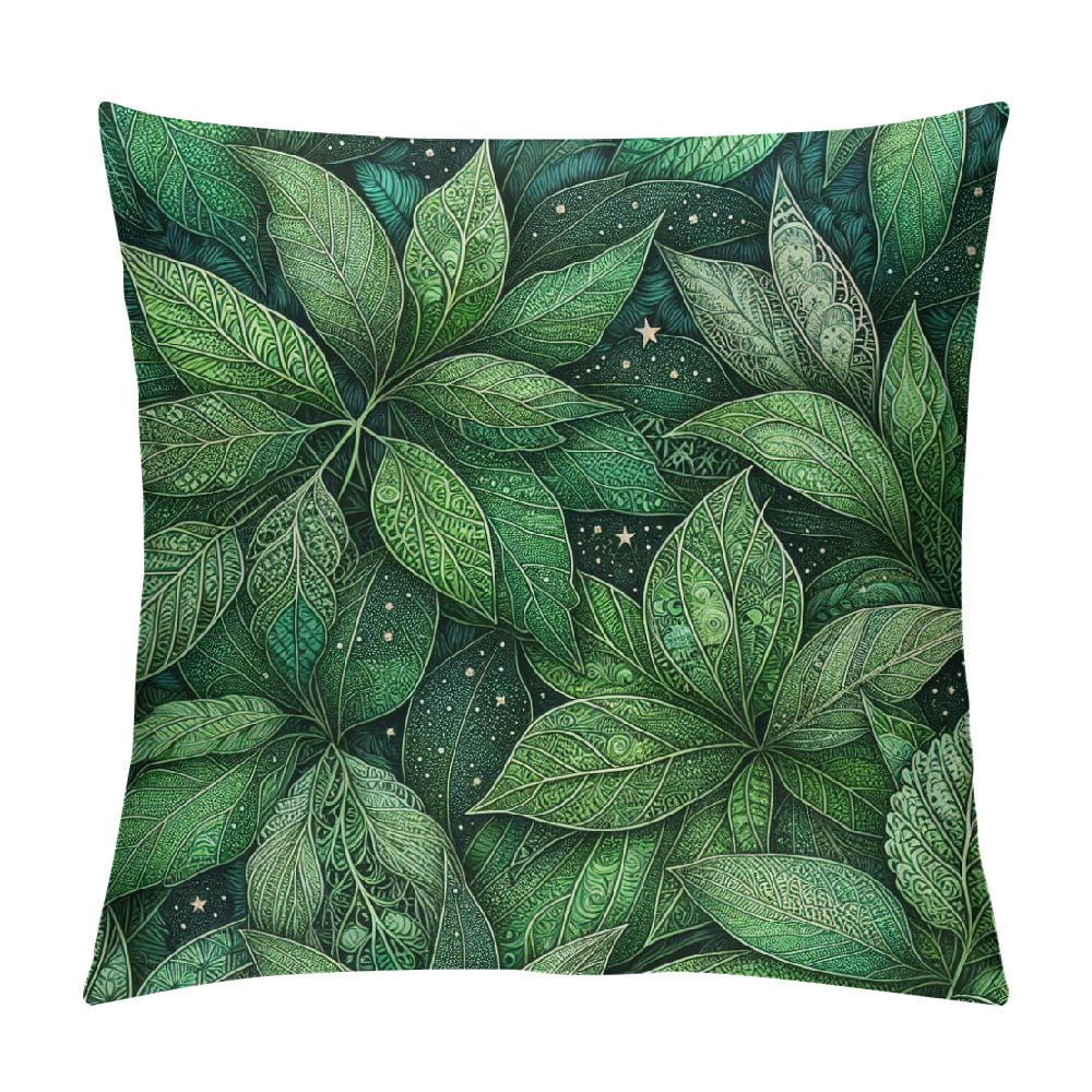 GOSMITH Tropical Palm Leaves Lumbar Pillow Covers Banana Leaves Foliage ...