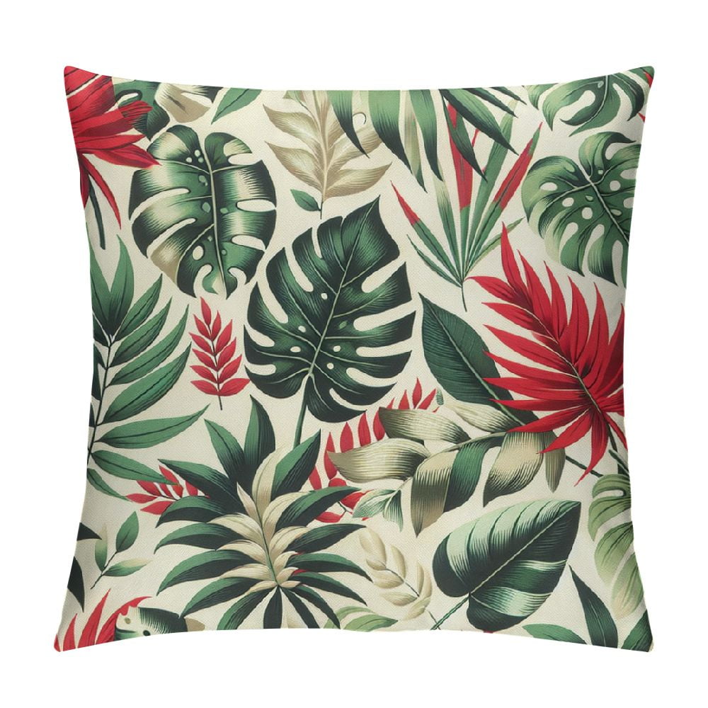 GOSMITH Tropical Pillow Covers Summer Hawaiian Style Coral Orange Aqua ...